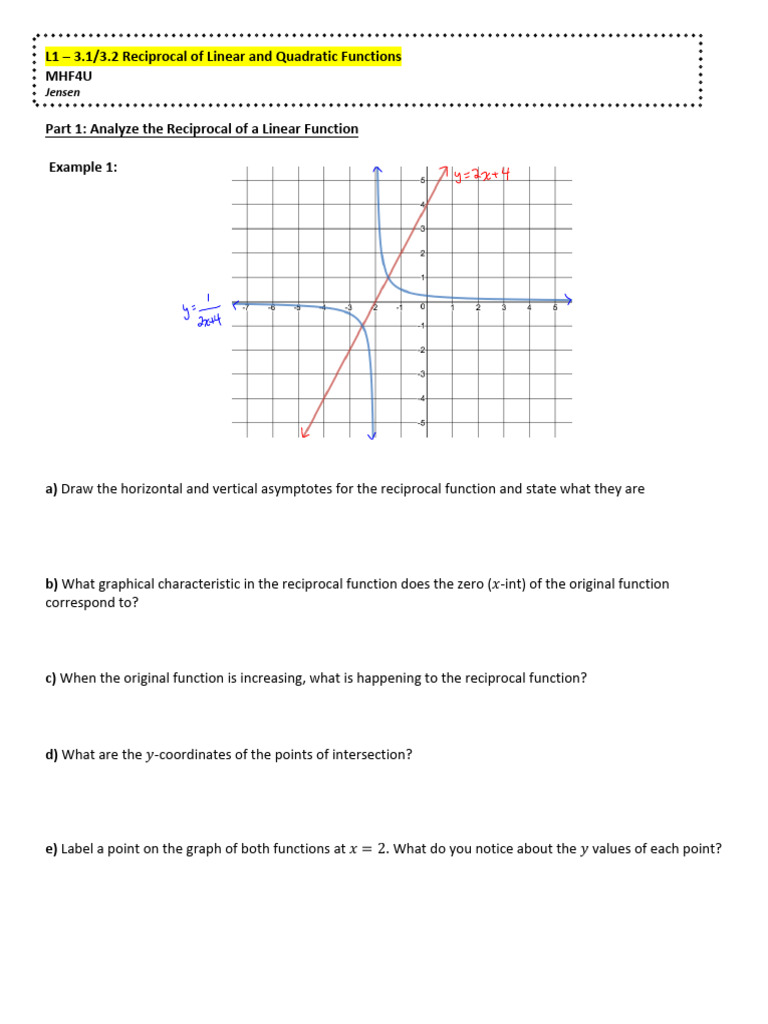 L1s+3 1+Reciprocal+of+Linear+and+Quadratic | PDF | Asymptote | Function (Mathematics)