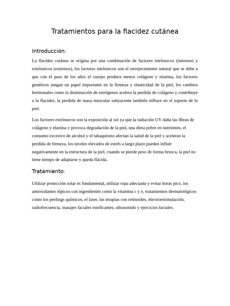 Tratamientos para La Flacidez Cutánea | PDF | Piel | Vitamina C