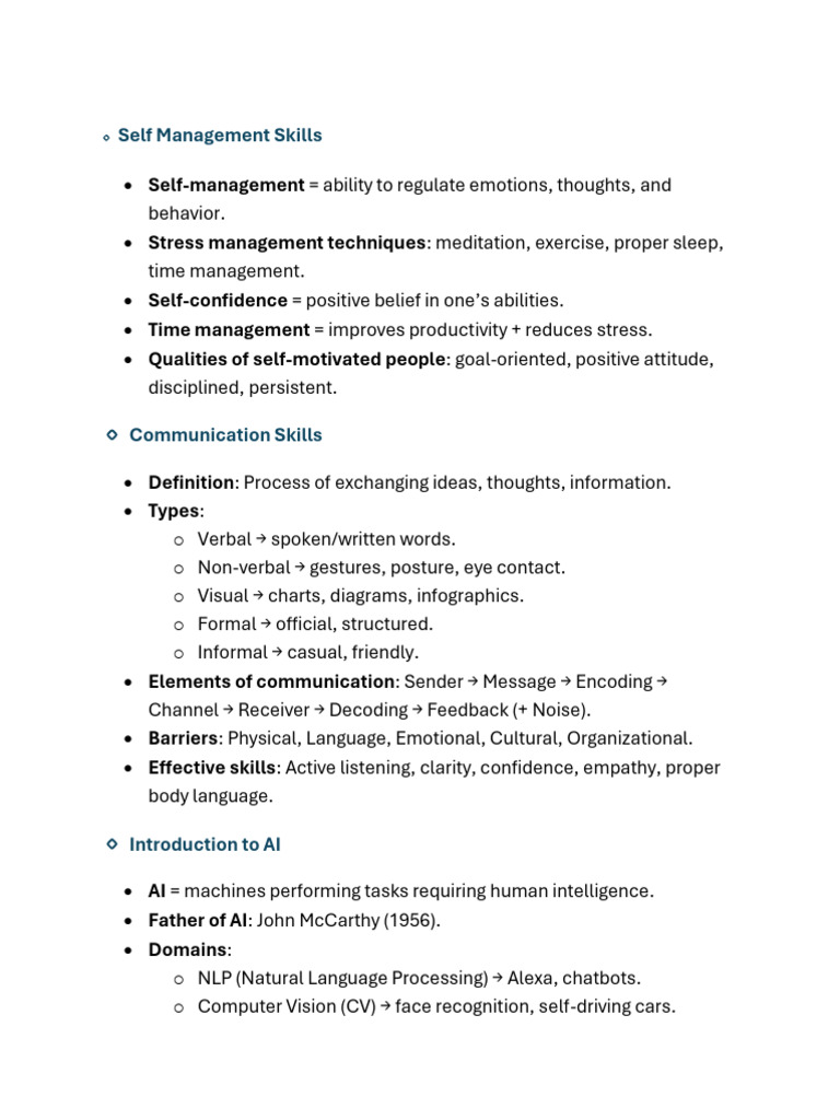 Essential Skills: Self-Management & AI | PDF