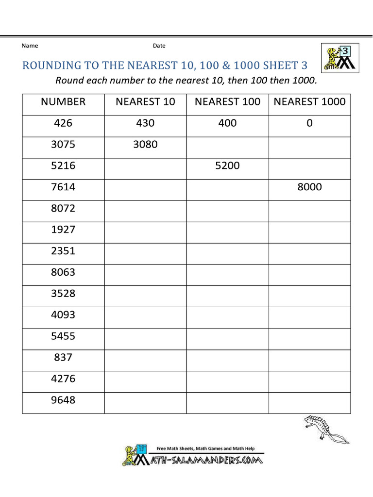 Rounding Nearest 10 100 1000 3 | PDF