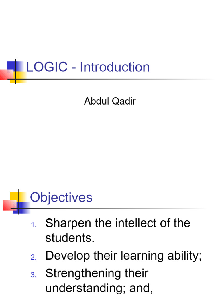 PresentationSlides LogicIntroduction | PDF | Logic | Argument