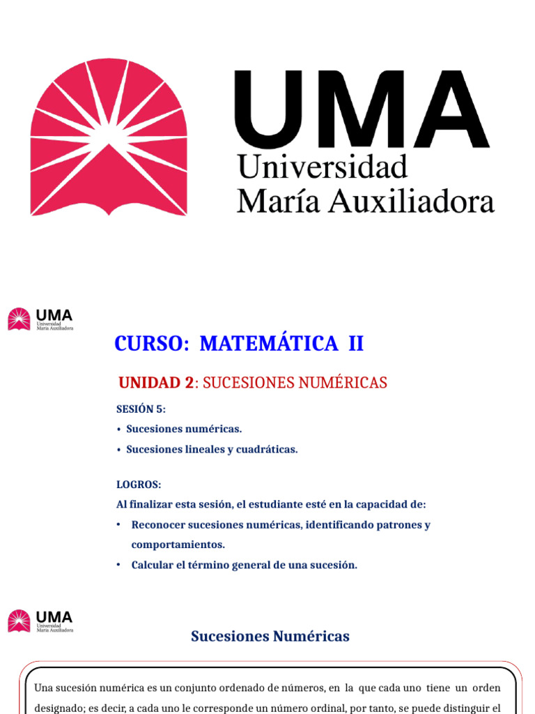 Sesión 5 - Sucesiones Numéricas U | PDF | Secuencia | Objetos matemáticos