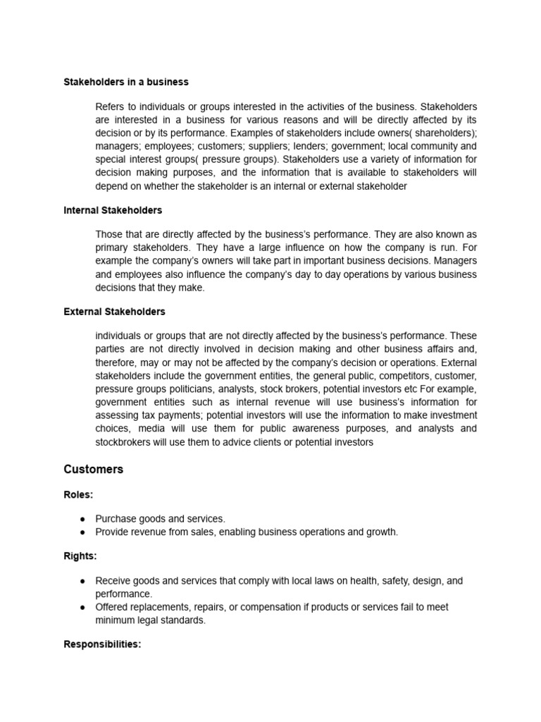 Understanding Business Stakeholders and Roles | PDF | Employment ...
