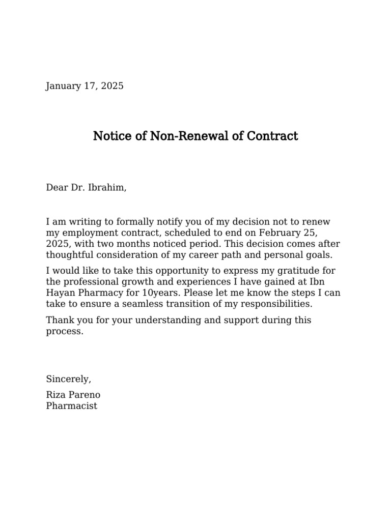 Non Renewal Letter | PDF