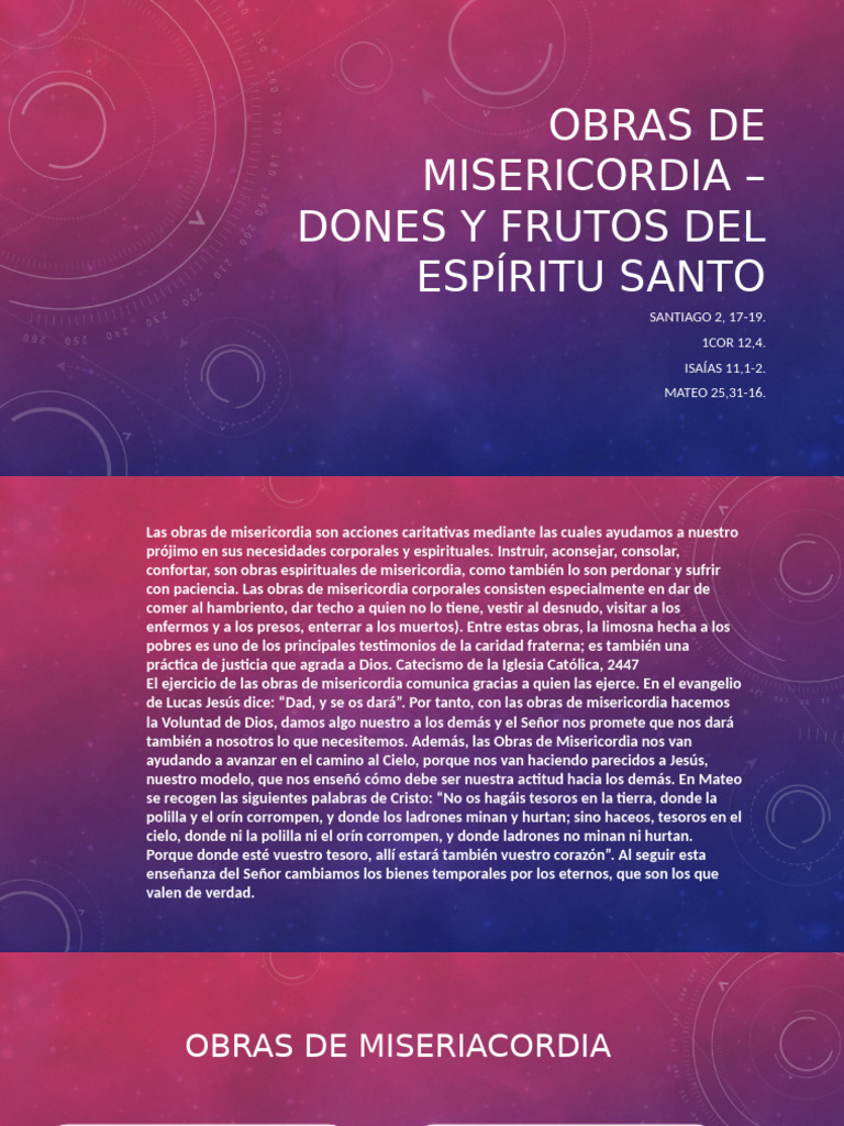 Dones y Frutos de la Misericordia | PDF | Fruto Del Espiritu Santo ...