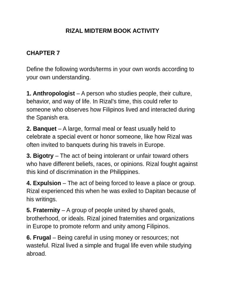 Rizal Midterm Book Activity | PDF