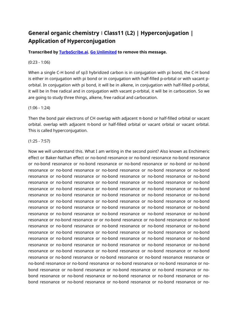 General Organic Chemistry Class11 (L2) - Hyperconjugation - Application ...