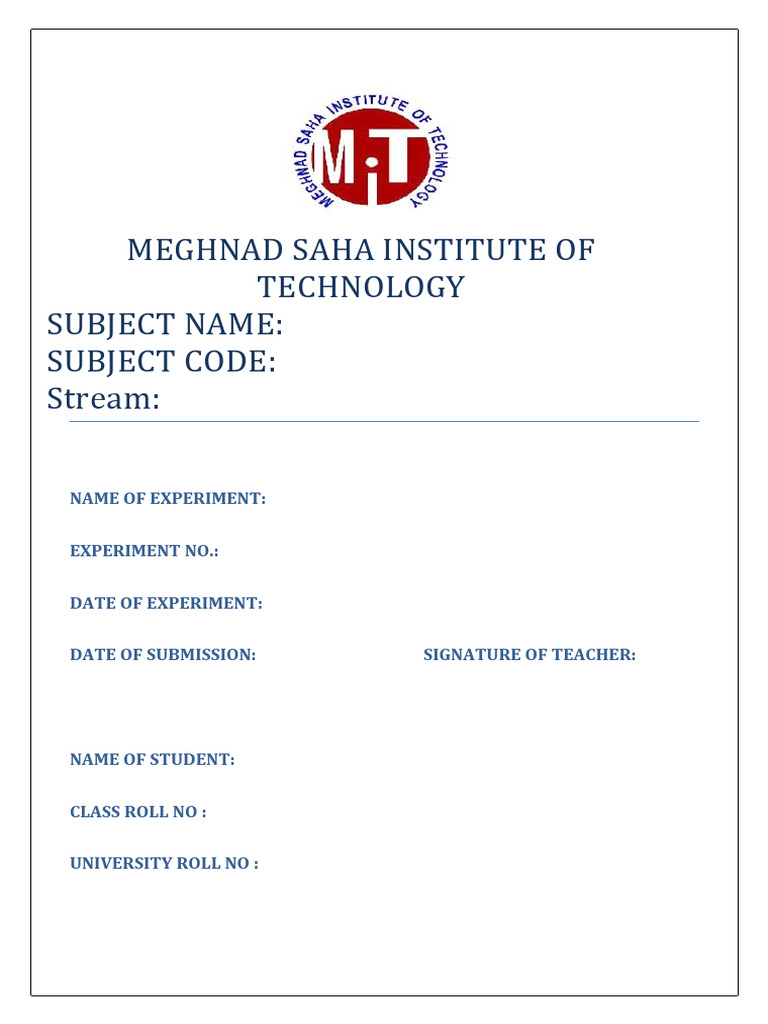 Meghnad Saha Institute Experiment Log | PDF