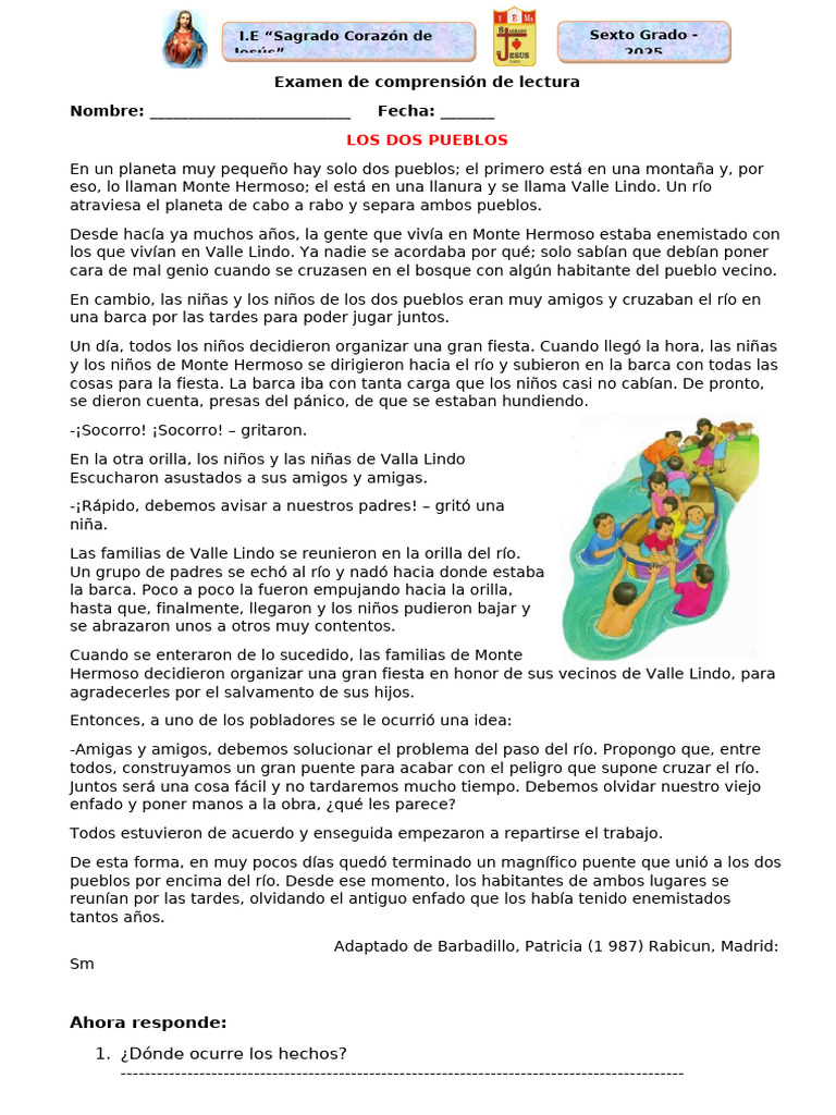 Com. Examen Comprension de Lectura Unidad 1 | PDF