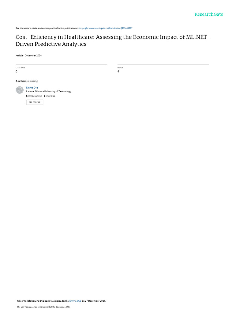 2024.Cost-Efficiency in Healthcare - Assessing The Economic Impact of ML - Netdriven Predictive ...