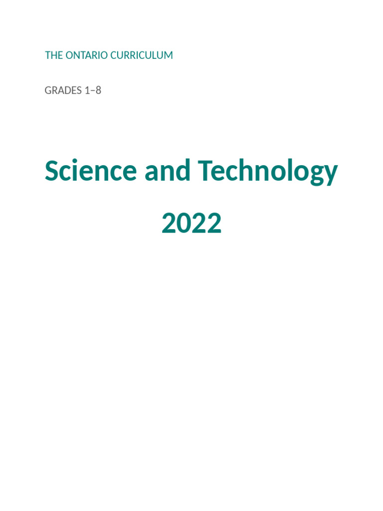 The Ontario Curriculum Grades 1-8 - Science and Technology 2022 | PDF ...