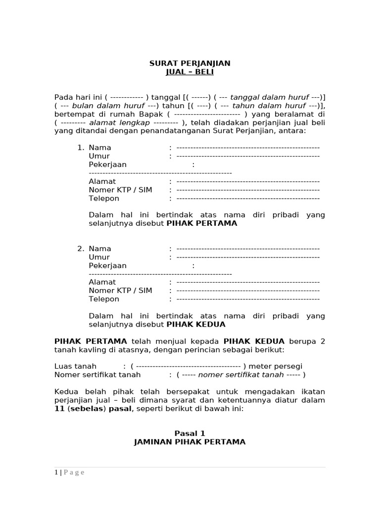 Ppjb Di Bawah Tangan Luluk | PDF