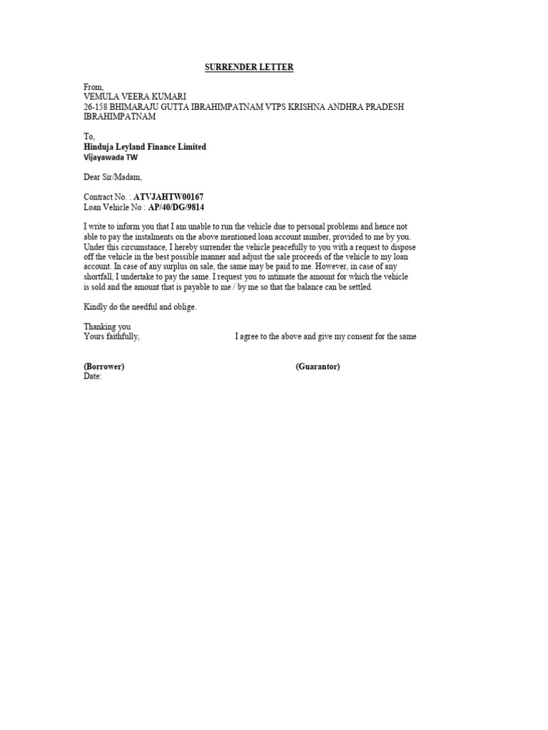 Surrender Letter Vemula Veera Kumari | PDF