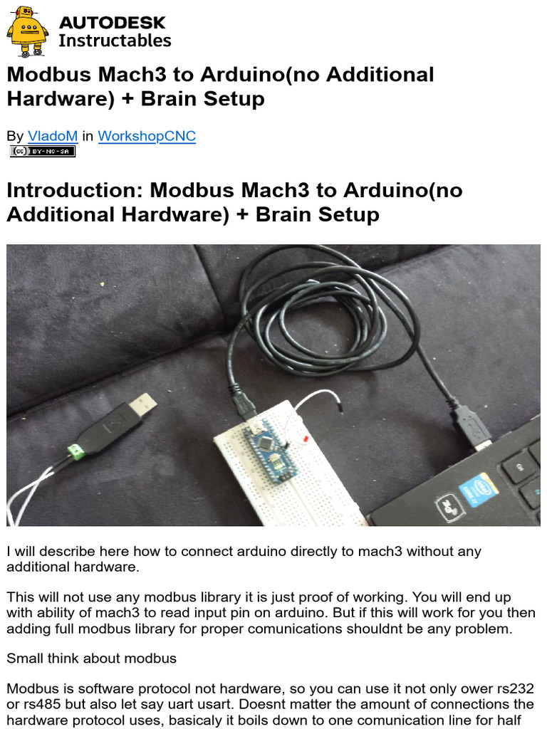 Arduino Mach3 Modbus Setup Guide | PDF | Arduino | Data Transmission