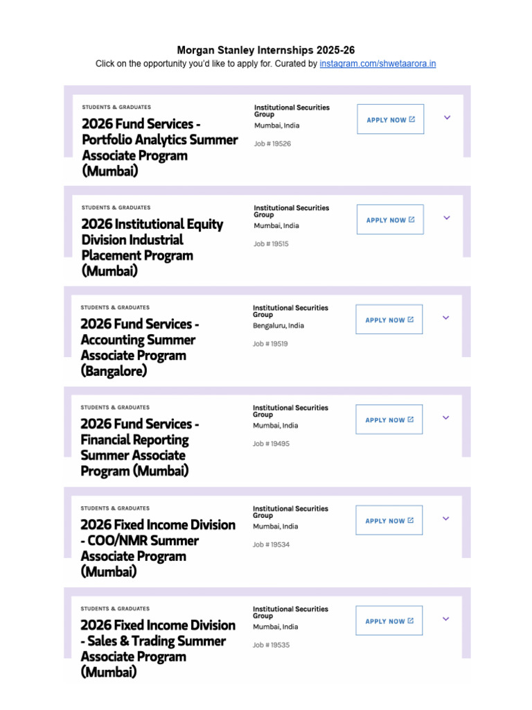 Morgan Stanley Internships | PDF