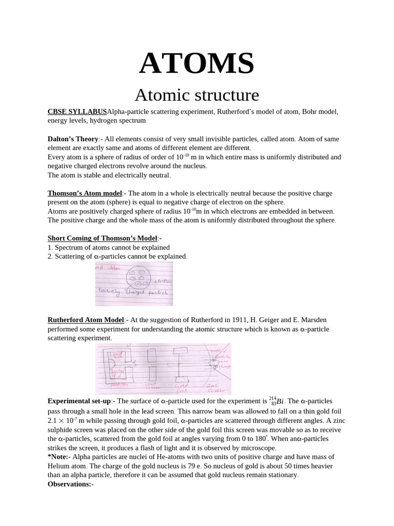 Atomic Structure and Models Explained | PDF | Atoms | Emission Spectrum