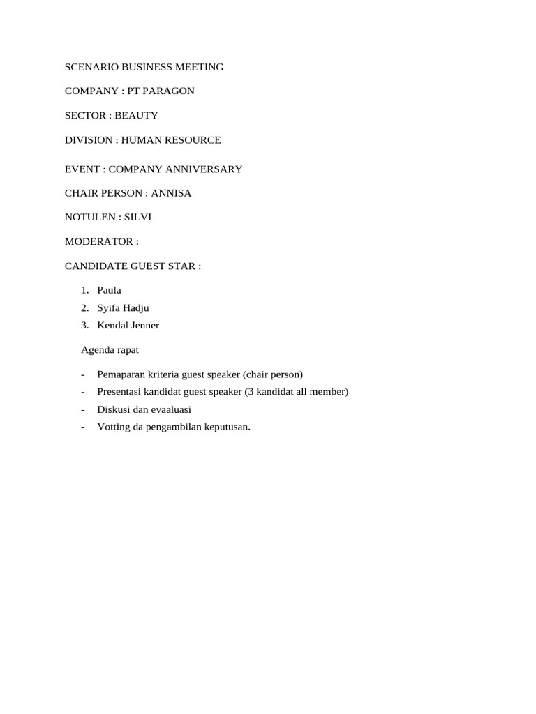 Scenario Business Meeting | PDF
