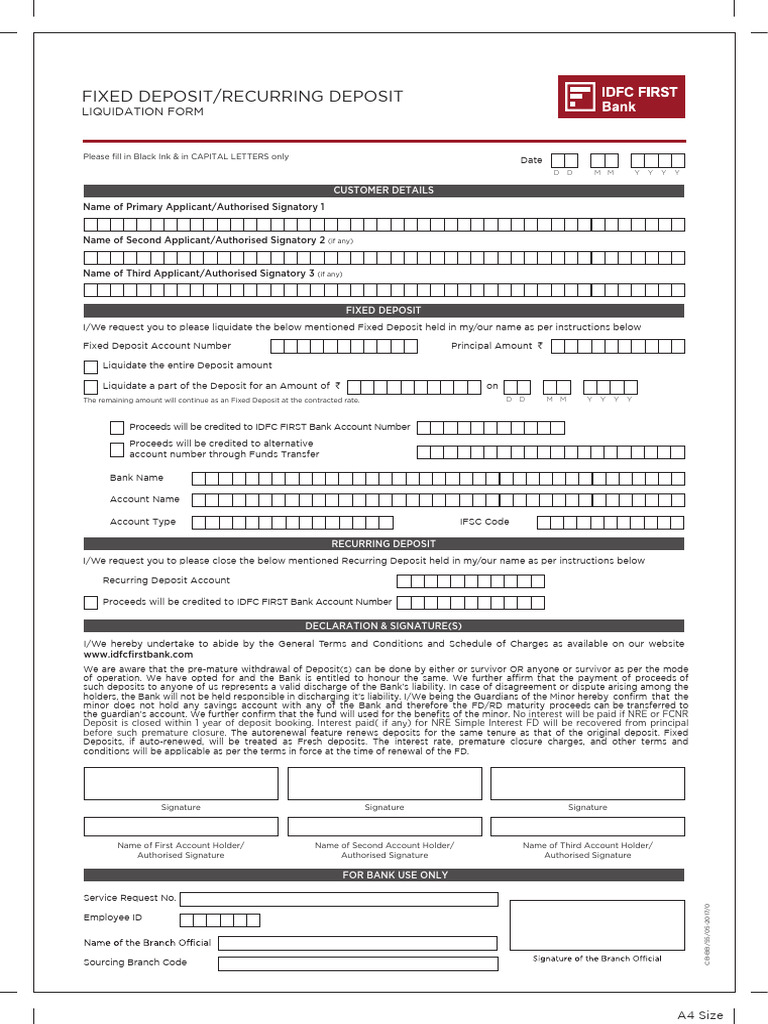 02 FD Recurring Deposit Liquidation Form V5 | PDF | Banks | Money