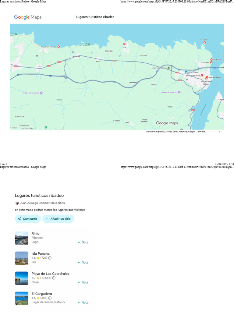 Mapa Lugares Turisticos Ribadeo | PDF