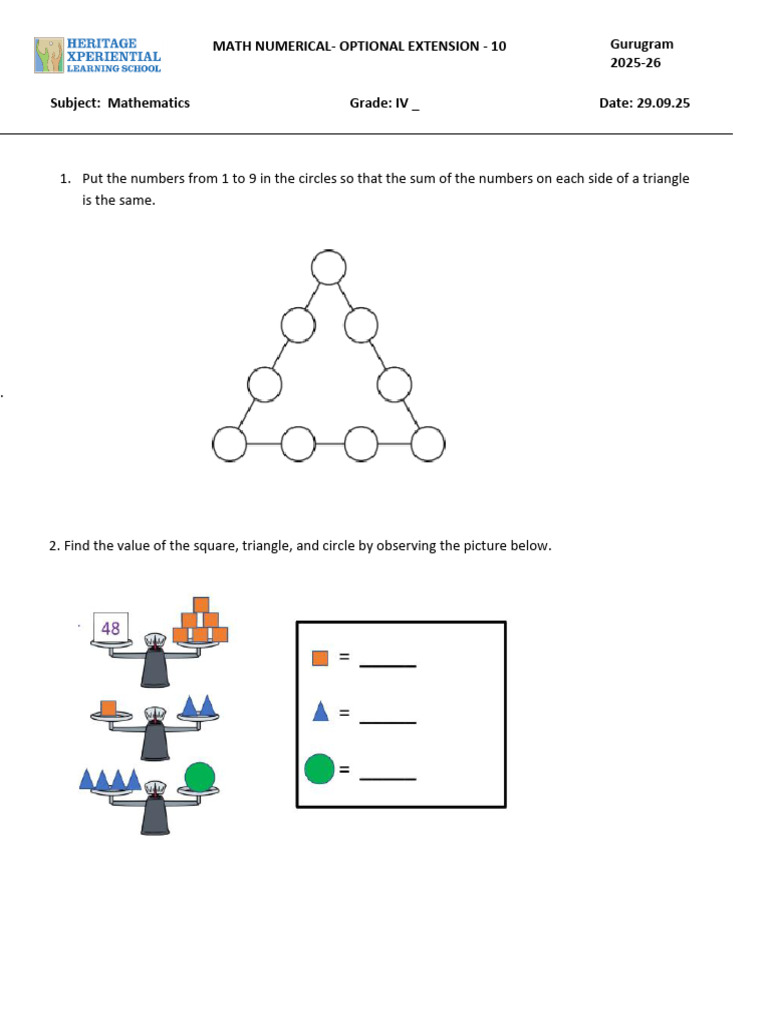 g4 Math Numericals - Optional Extension 10 | PDF