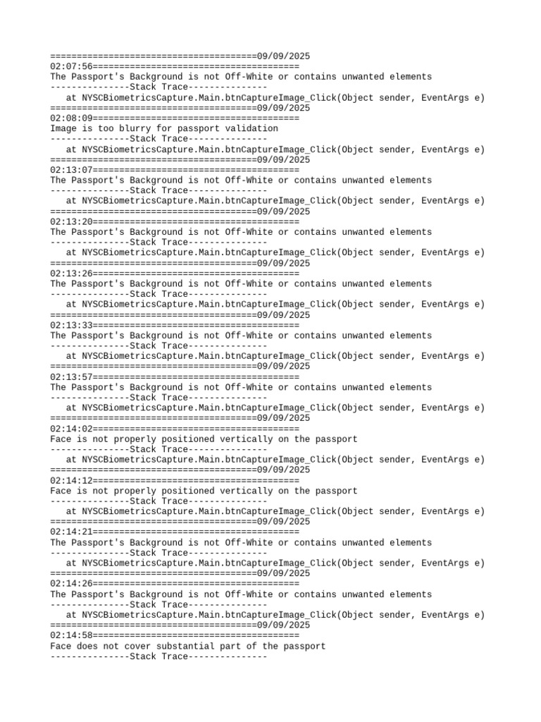 BioTrace09!09!2025 ErrorLog | PDF | Imaging | Computer Vision