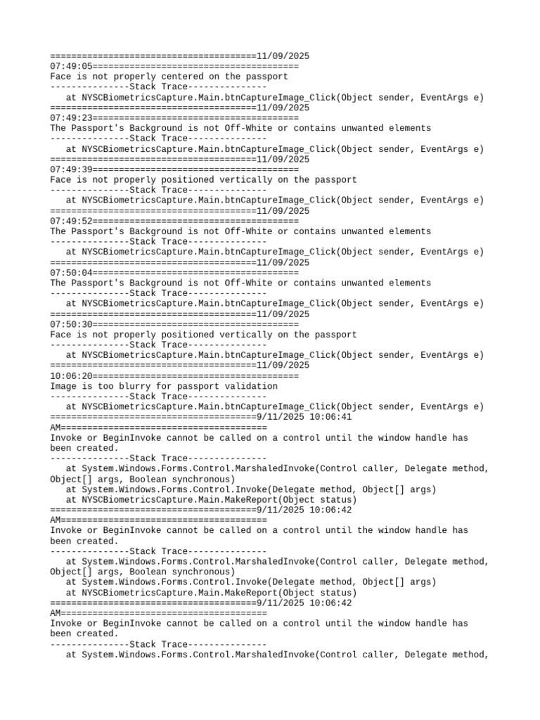 BioTrace11!09!2025 ErrorLog | PDF