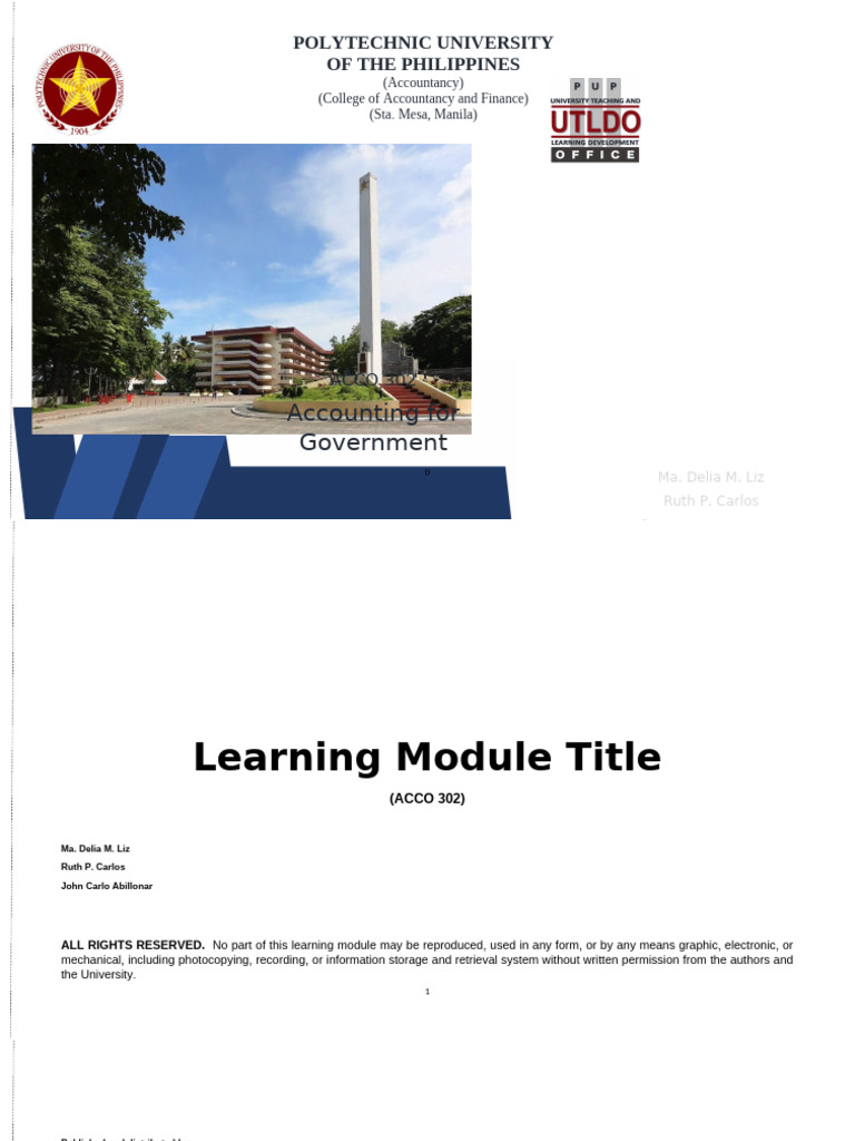 ACCO 302 Government Accounting Learning Module | PDF | Educational ...