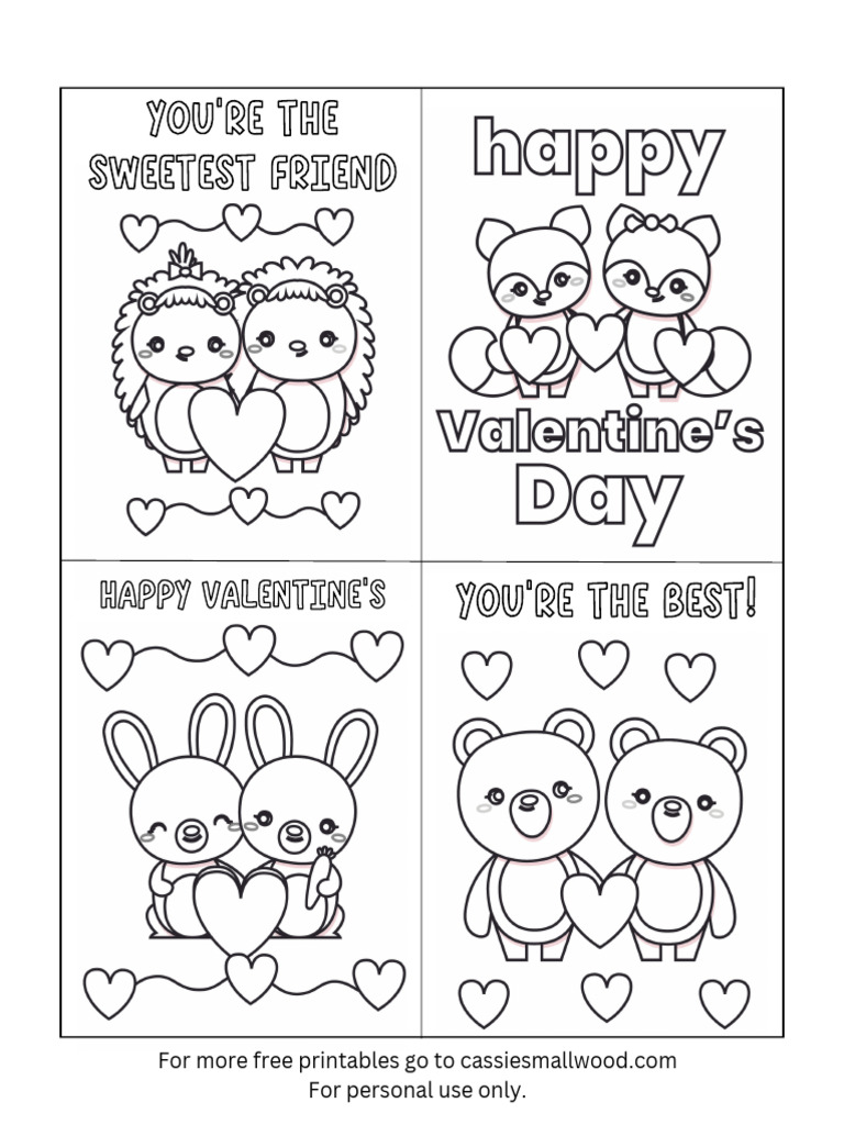 Printable Valentine's Day Exchange Cards To Color | PDF