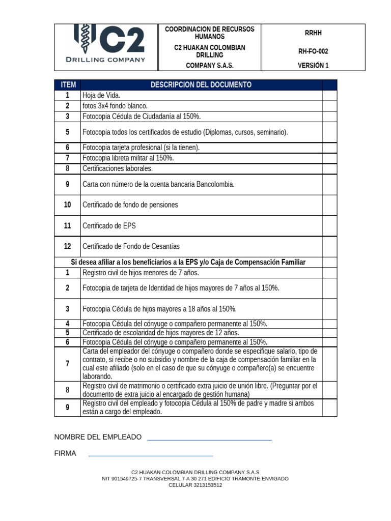 Solicitud de Documentos A Personal Nuevo | PDF