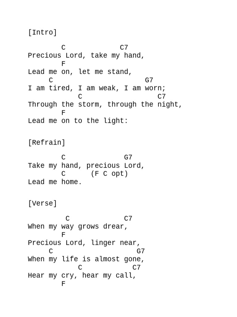 Precious Lord Lyrics and Chords | PDF