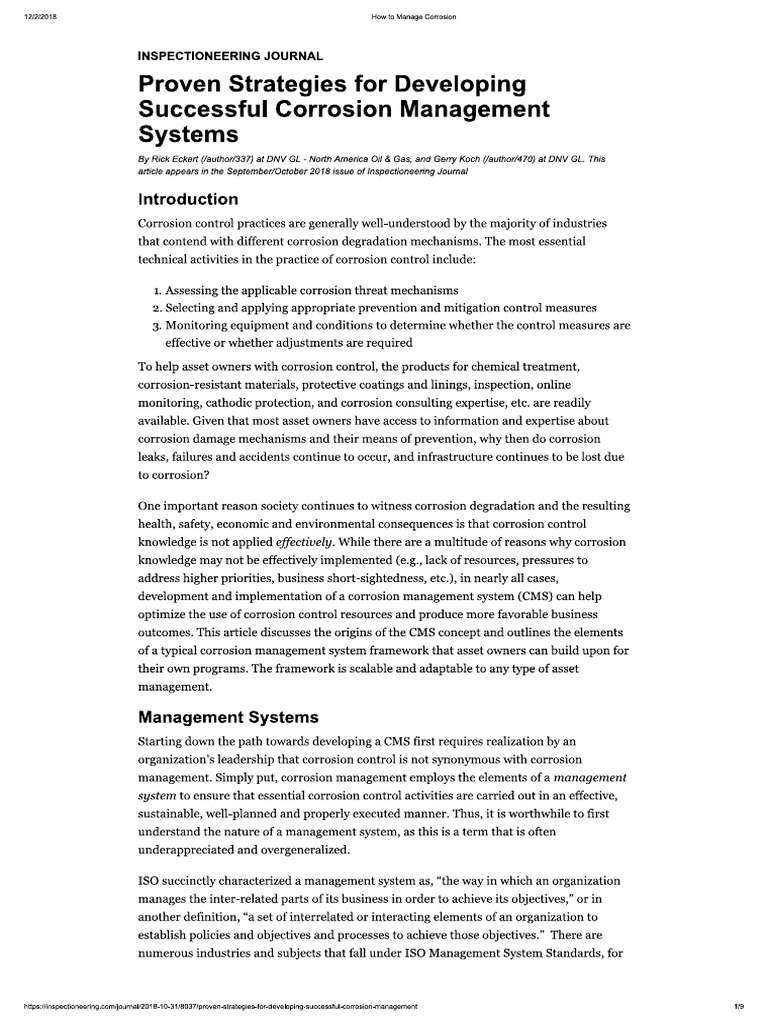 Proven Strategies For Developing Successful Corrosion Management ...