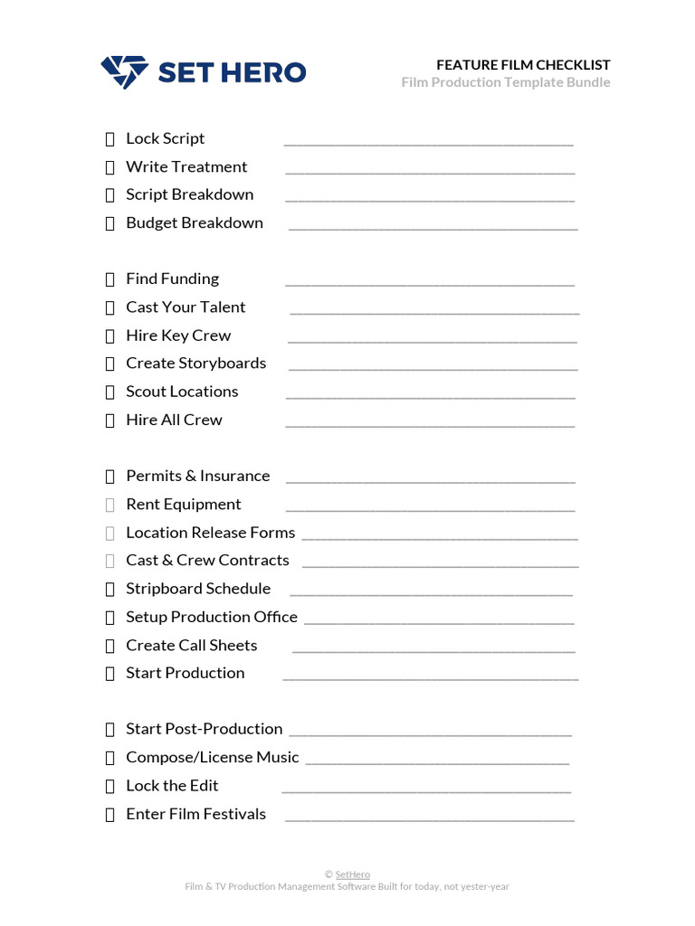 Essential Film Production Checklist | PDF