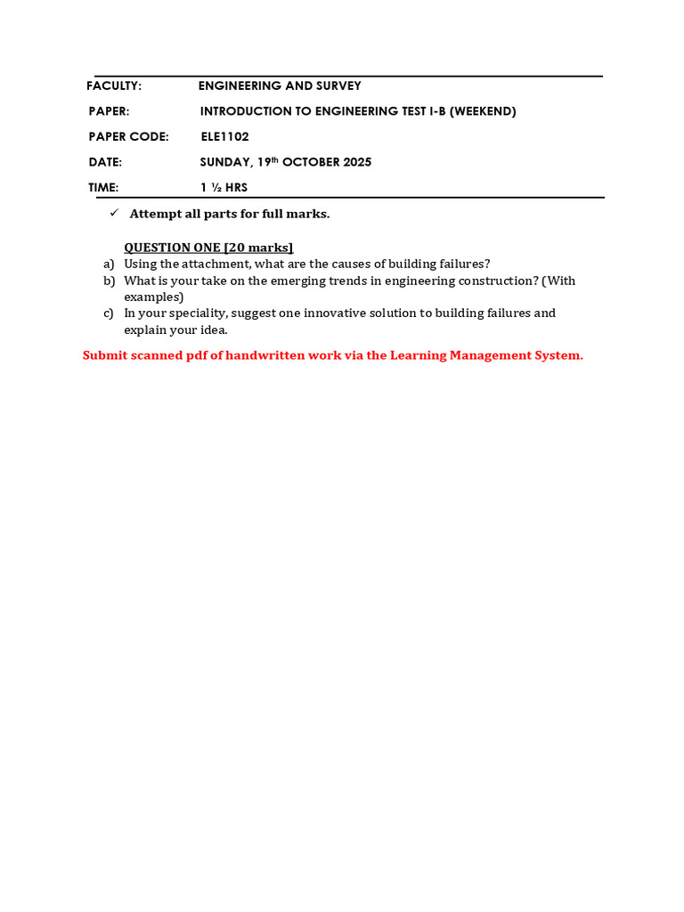 Engineering Test I-B: Building Failures | PDF