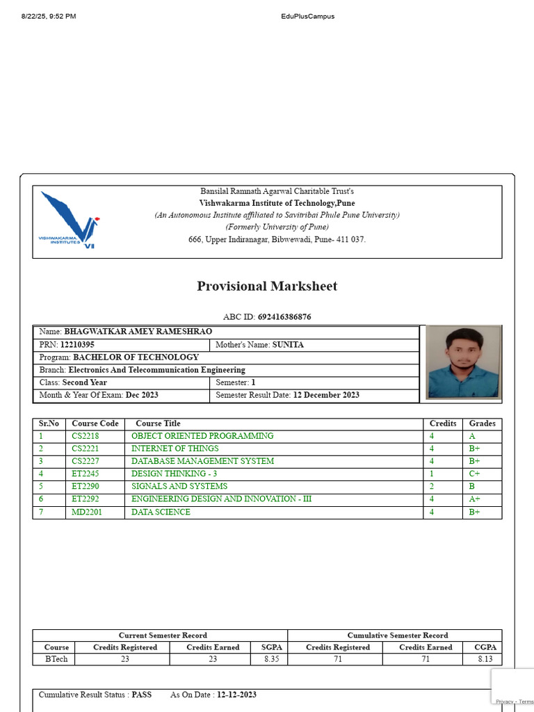 EduPlusCampus MARKSHEET 3 | PDF | Computing