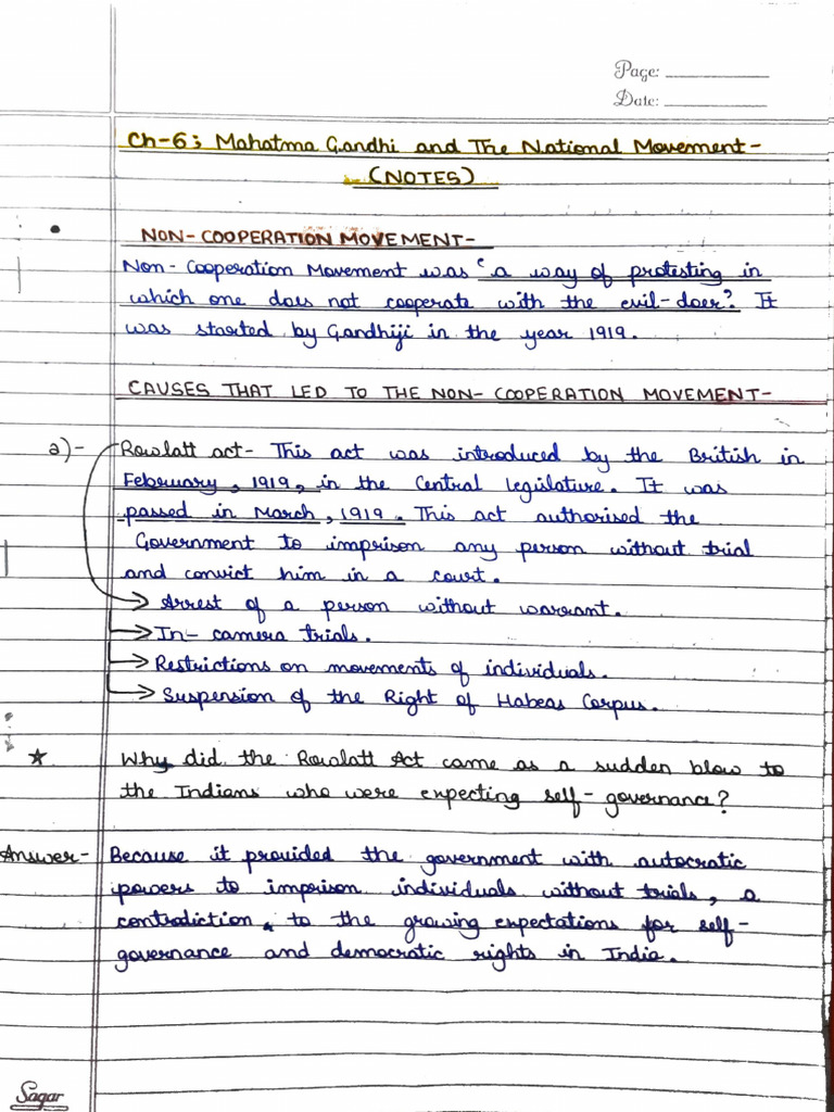 Mahatma Gandhi and The National Movement Hand Writ - 250924 - 192146 | PDF
