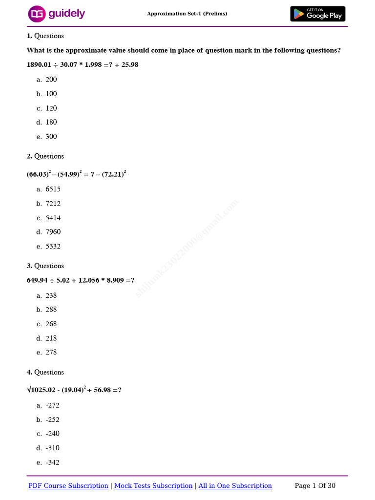 Approximation Questions Set-1 Prelims | PDF | Chess | Chess Theory