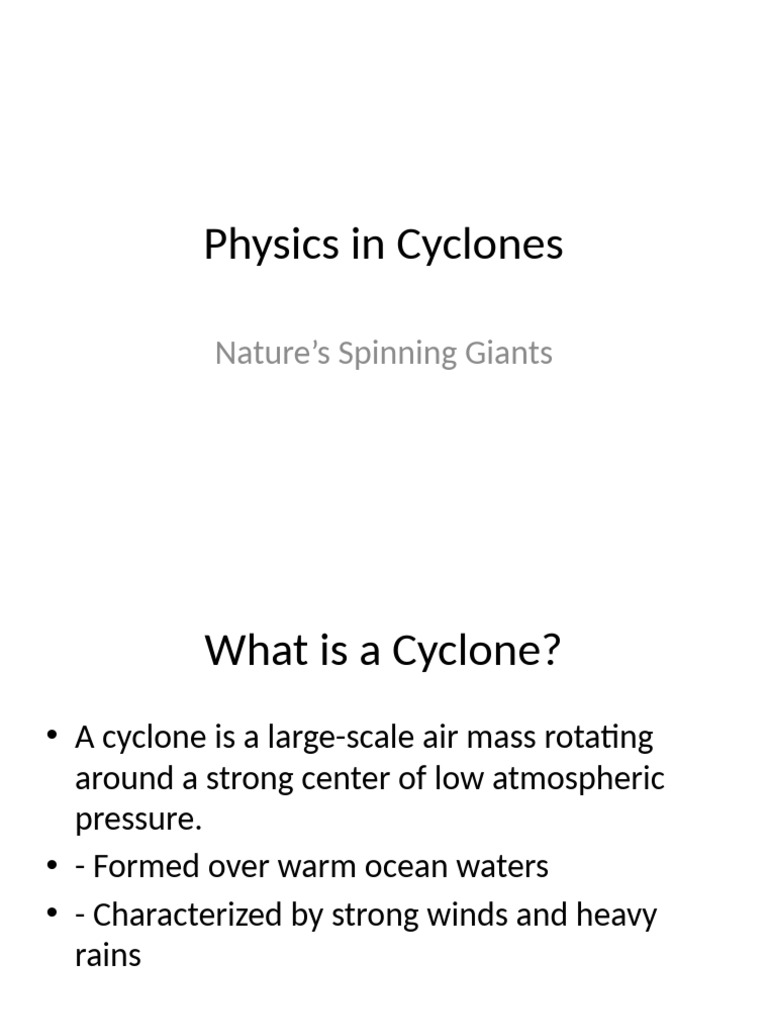 Physics in Cyclones Presentation | PDF