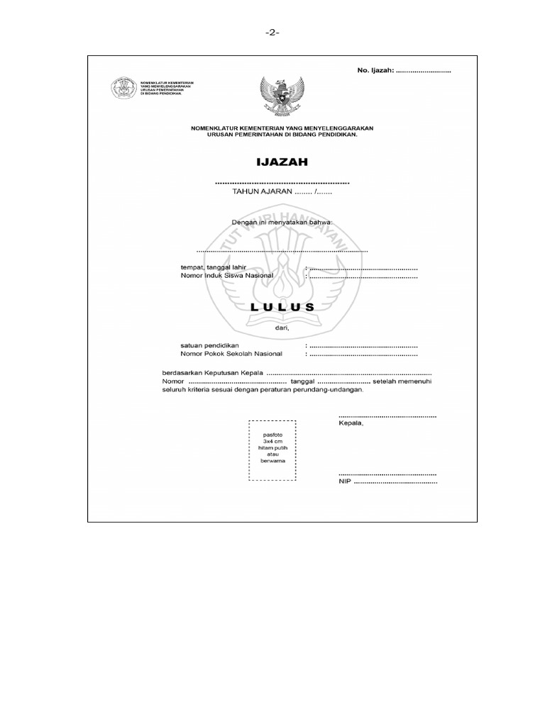 Format Ijazah SD | PDF