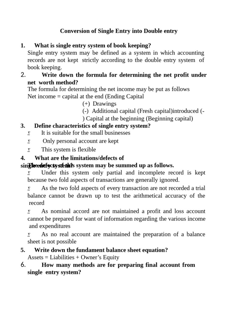 Single Entry System | PDF | Debits And Credits | Bookkeeping