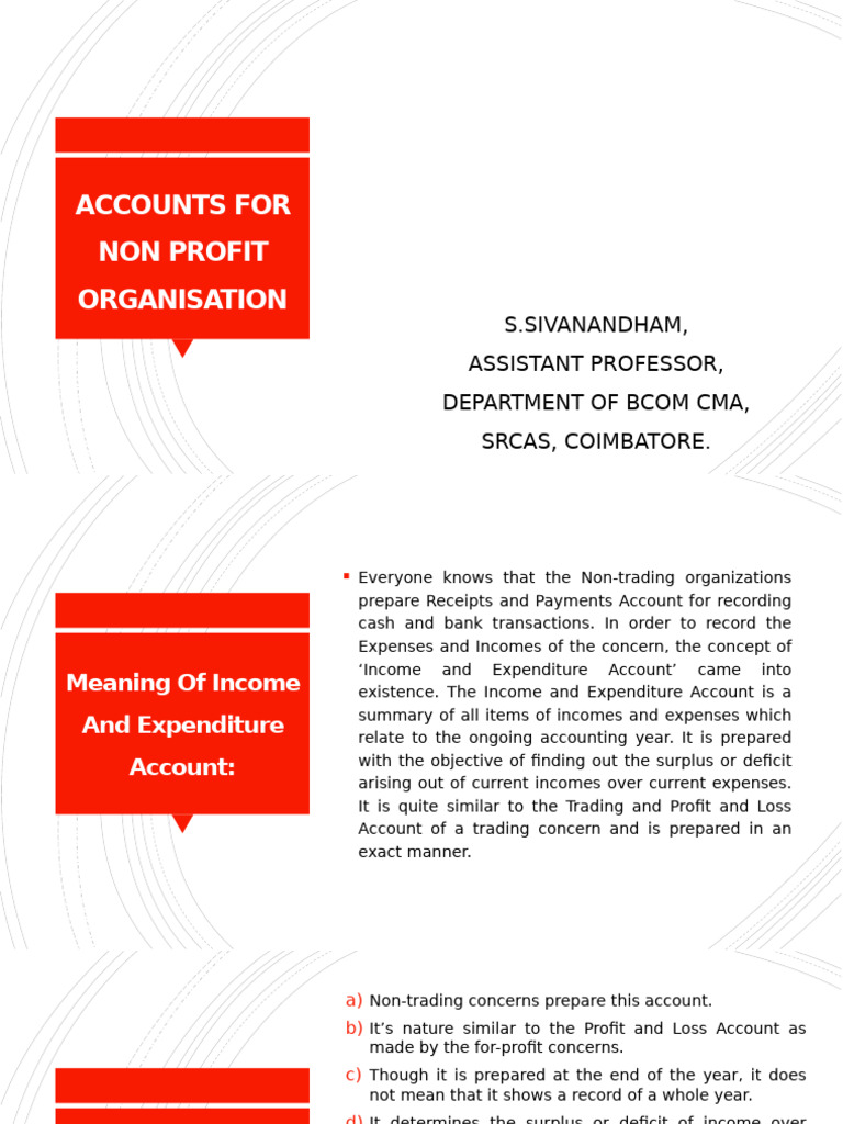 Accounting For Non Profit Organisation | PDF | Expense | Debits And Credits