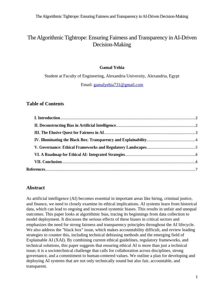AI Ethics Fairness Paper Gamal Yehia | PDF | Artificial Intelligence | Intelligence (AI) & Semantics