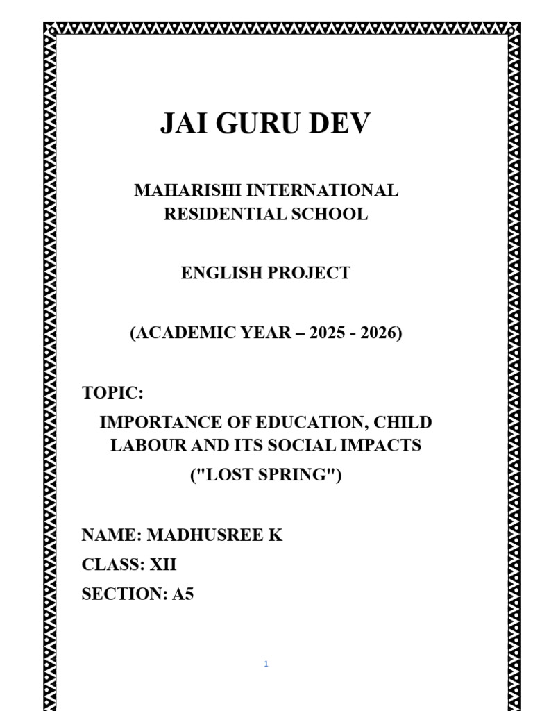English Project Class 12 | PDF | Child Labour | International Labour ...