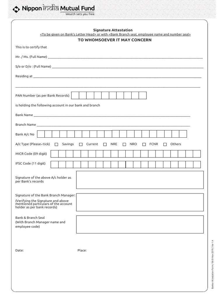 Nippon Bank Attestation Form | PDF