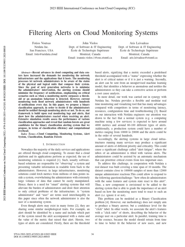 Optimizing Cloud Monitoring Alerts | PDF | Statistical Inference ...