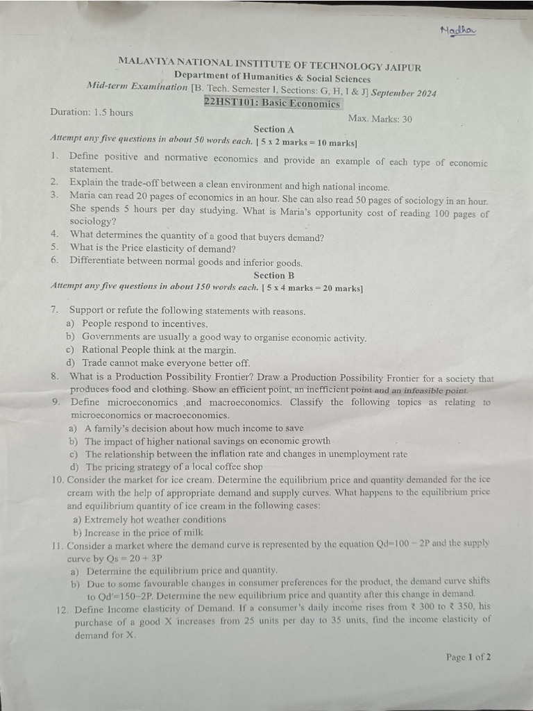 Mid Sem Sept 24 | PDF