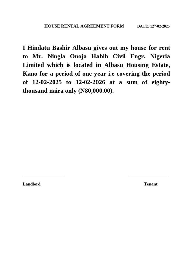 House Rental Form | PDF
