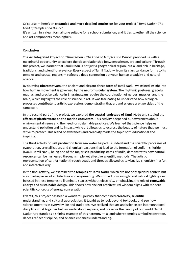 Conclusion | PDF | Science | Dances