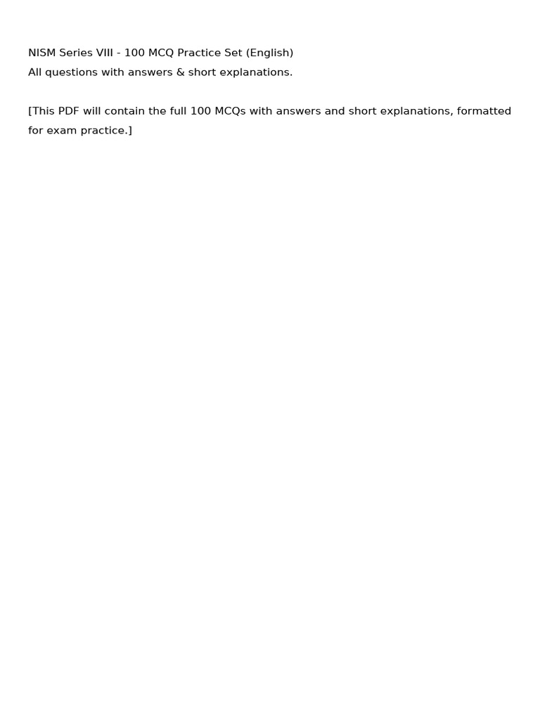 Nism Series Viii 100 MCQ | PDF