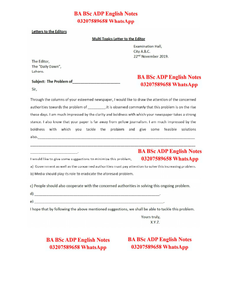 BA ADA Part 2 English Multi Letter | PDF
