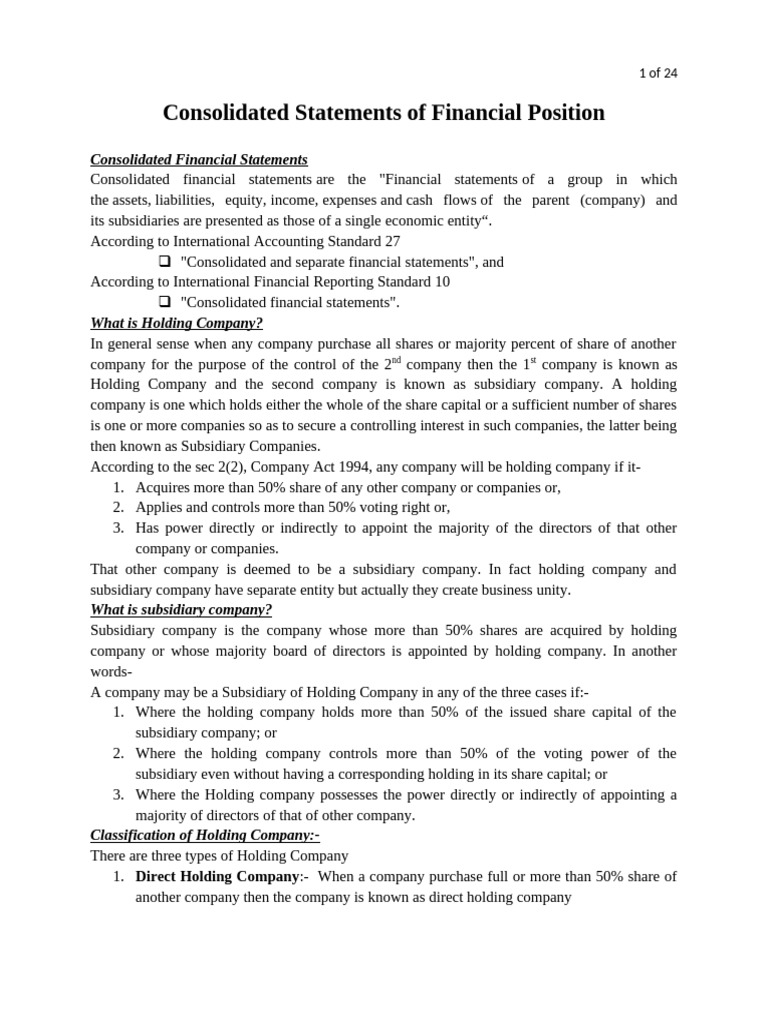 Understanding Holding and Subsidiary Companies | PDF | Goodwill ...